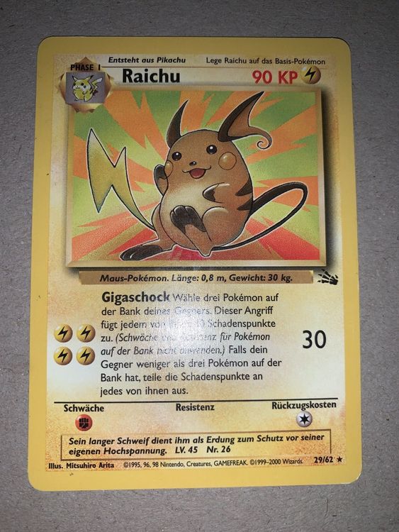 Raichu 90 KP Fossil Pokémon Karte 1998 | Kaufen auf Ricardo