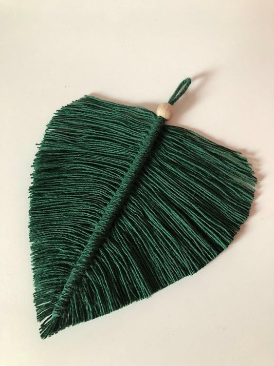 Handmade Makramee Feder Blatt Grün Deko Boho Plume Macramé | Kaufen auf ...