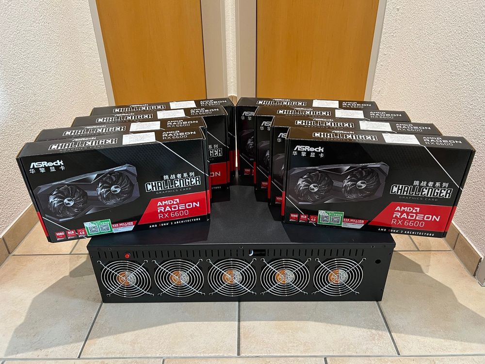 8er ASRock RX6600 Mining Rig im Case | Acheter sur Ricardo