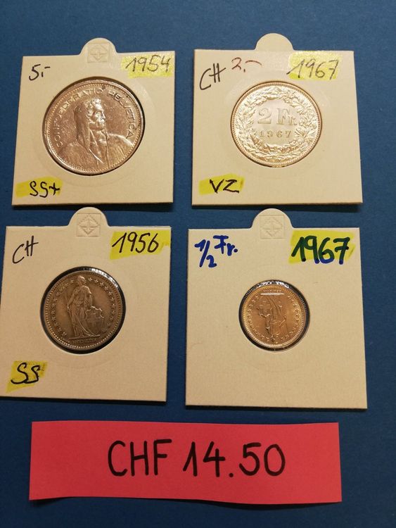 Schweizer Silbermünzen 5Fr/2Fr/1Fr/50Rp | Kaufen auf Ricardo