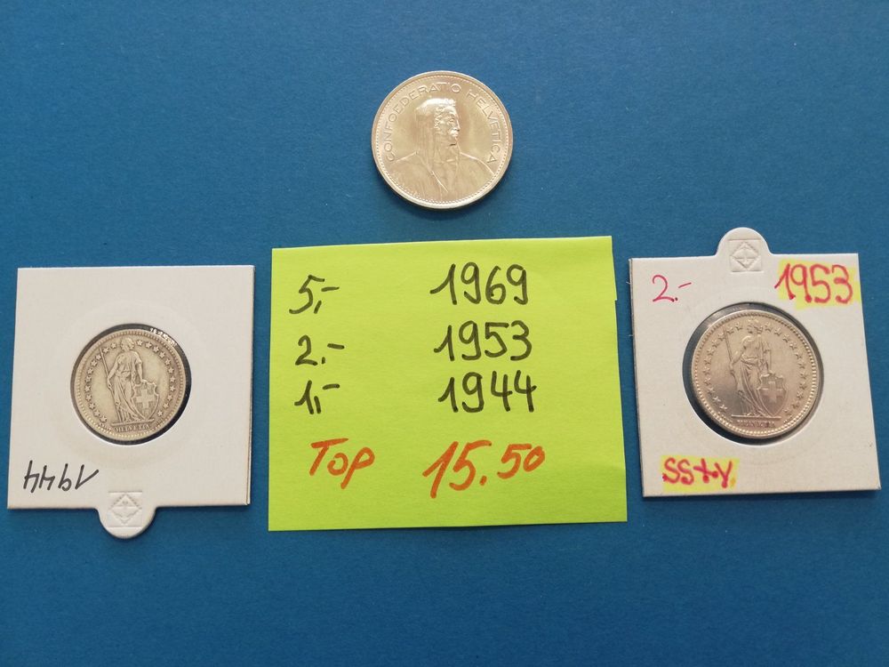 Schweizer Silbermünzen 5Fr/2Fr/1Fr | Kaufen auf Ricardo