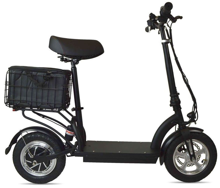 ELEKTROROLLER E-SCOOTER M6 MIT SITZ, GEPÄCKTASCHE, FEDERUNG | Kaufen ...