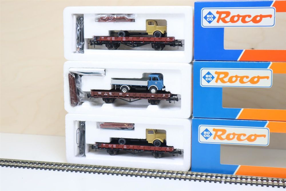 ROCO 3 x Güterwagen mit LKW - Top Modelle - 46480/46483 | Kaufen auf ...