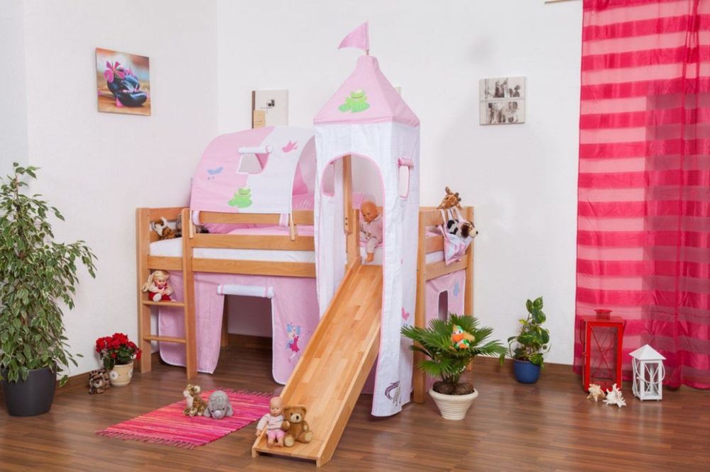 Kinderbett Hochbett mit Rutsche und Turm - wie neu | Kaufen auf Ricardo
