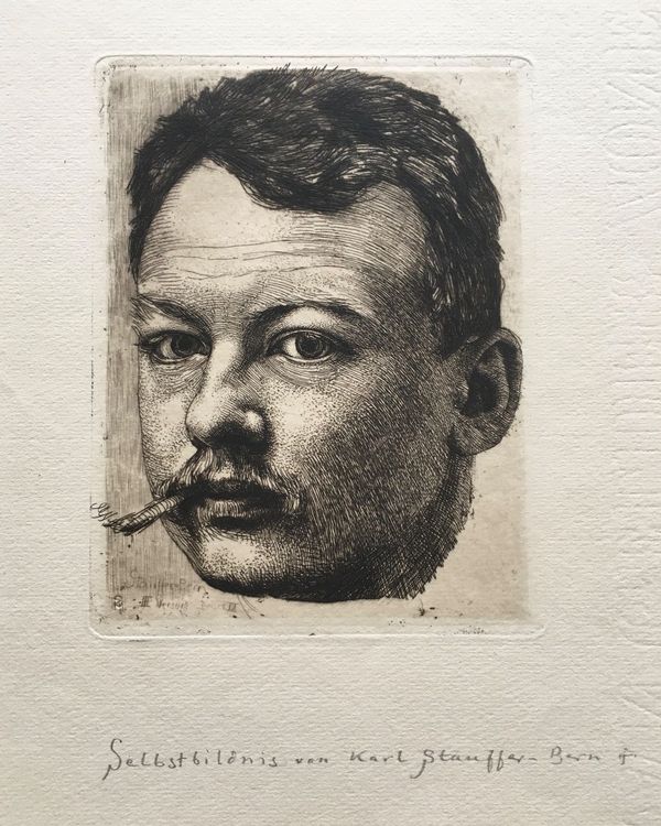 Karl STAUFFER-BERN, Selbstbildnis, Orig. Radierung | Acheter sur Ricardo