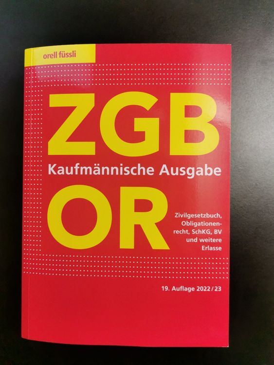 ZGB/OR Kaufmännische Ausgabe - 19. Auflage 2022/23 | Kaufen auf Ricardo