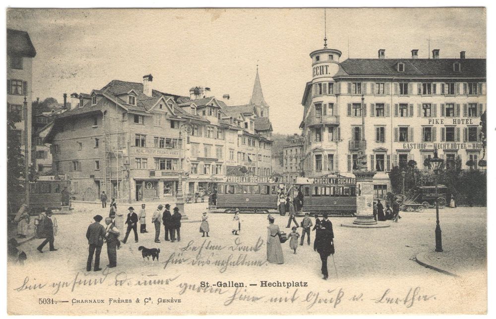 Ansichtskarte St. Gallen - Hechtplatz (mit Tram) | Kaufen auf Ricardo