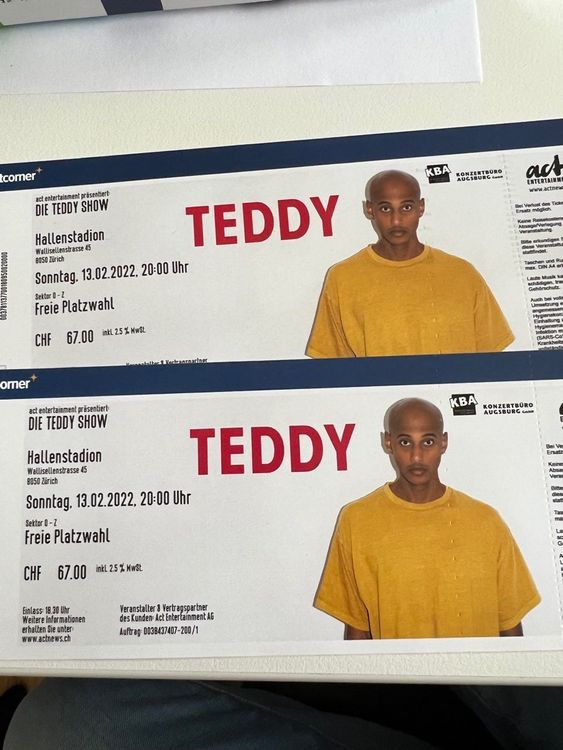 2x Teddy die Show Tickets Hallenstadion Zürich 10.07.22 | Kaufen auf ...
