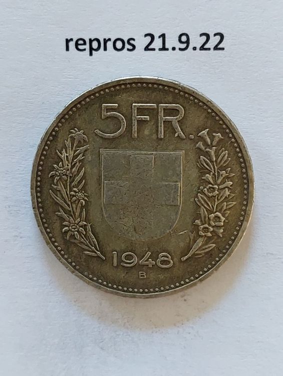5 Franken 1948 (Replica) mit Randschrift und Sternen | Kaufen auf Ricardo