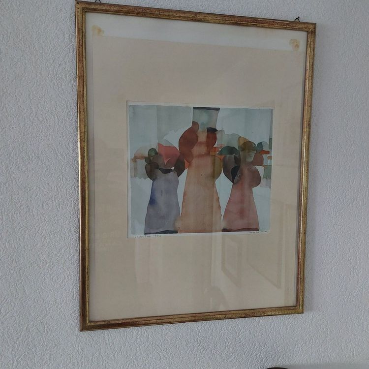 Carlos Duss Aquarell von 1966 in Goldrahmen handsigniert | Kaufen auf Ricardo