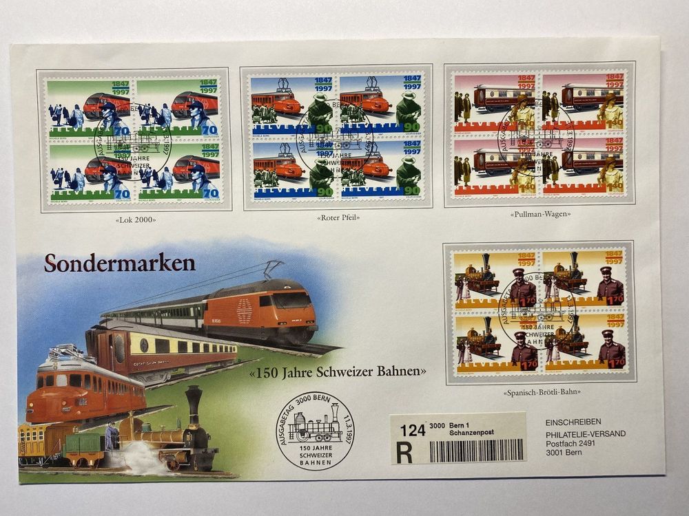 FDC Grossbrief 150 Jahre Schweizer Bahnen 1997 ET | Kaufen auf Ricardo