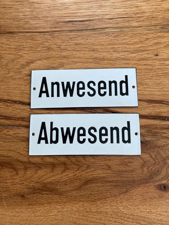 Alte Emailschilder Anwesend Abwesend | Acheter sur Ricardo