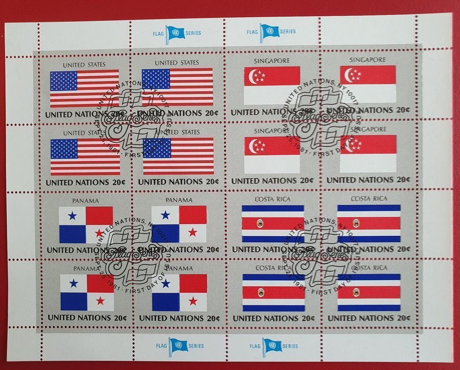 UNO NEW YORK FLAGGEN USA SINGAPUR COSTA RICA BOGEN 1981 ET | Kaufen auf ...