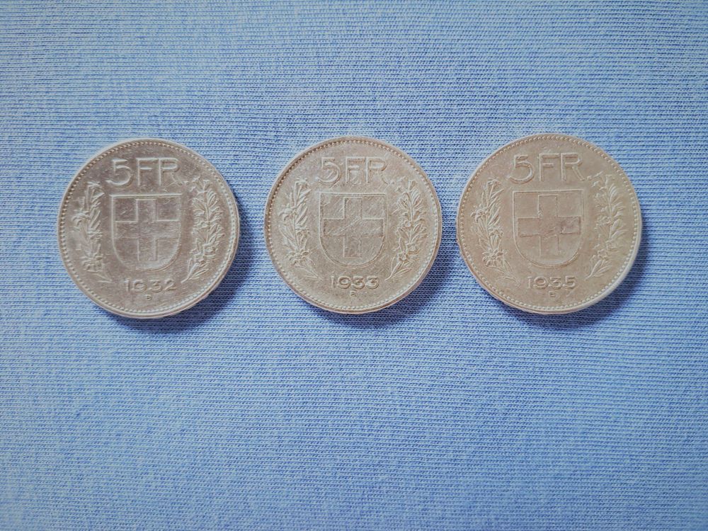 3 x 5 Franken Silbermünzen 30ger Jahre ab nur 1 Franken !! | Kaufen auf Ricardo