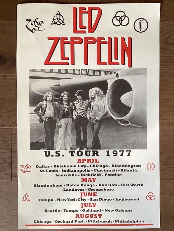 Ancienne affiche Led Zeppelin, US tour 1977 | Kaufen auf Ricardo