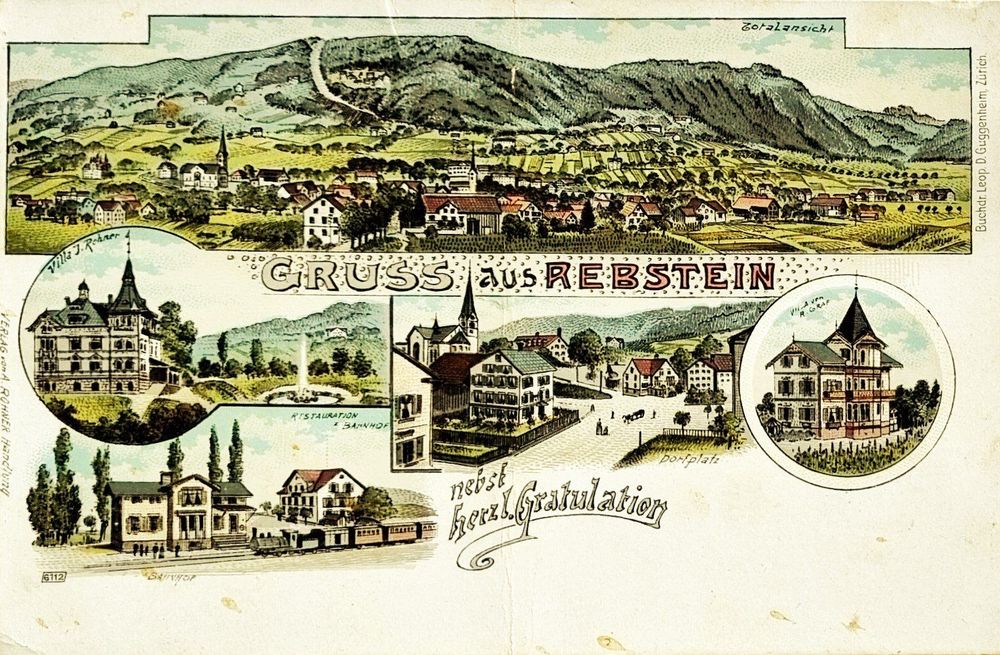 Rebstein - Bahnhof - Dampfeisenbahn - Dorfansicht - Litho | Kaufen auf ...