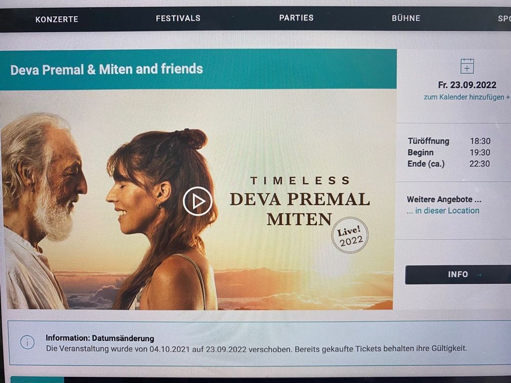 Deva Premal Tickets 23.9.22 Zürich | Kaufen auf Ricardo