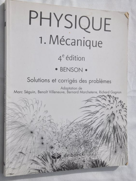 Physique - 1. Mécanique - 4e édition Benson avec corrigés | Kaufen auf Ricardo