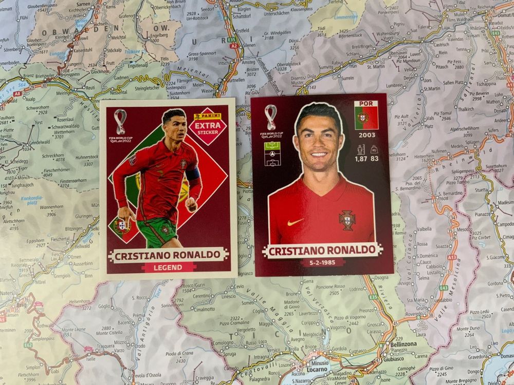 Panini WM 2022 Ronaldo Extra Sticker Legend + Ronaldo Basic | Kaufen ...