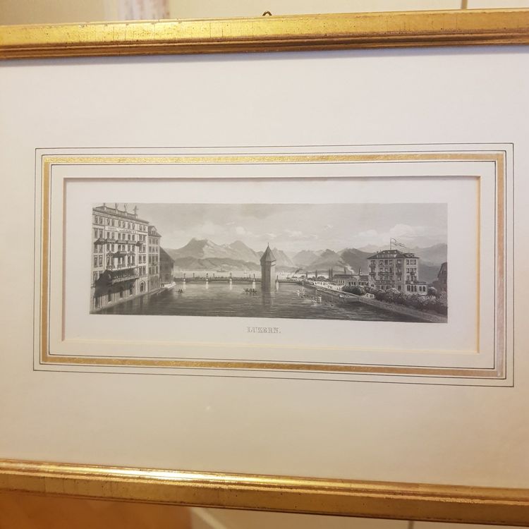 Kupferstich Luzern mit Echtgoldrahmen | Kaufen auf Ricardo