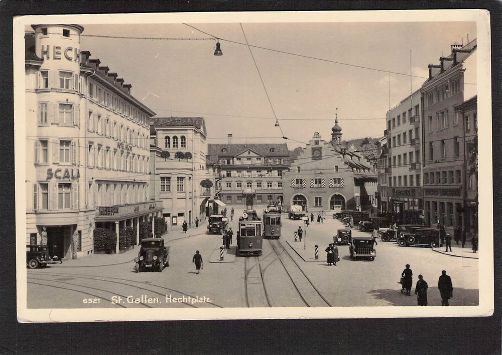 .St.Gallen , Hechtplatz,Oldtimer, Trams, echtfoto , gel.1933 | Kaufen ...