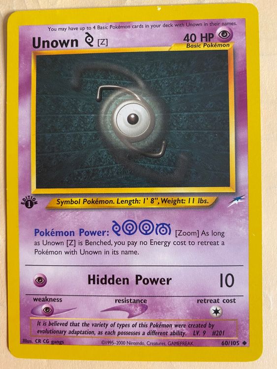 Unown _ 1 Edition _ Pokémon karte | Kaufen auf Ricardo