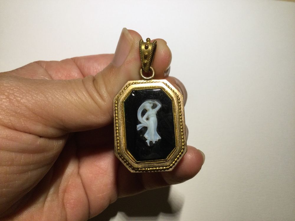 Kamee Cameo Onyx Medaillon Anhänger mit Glas 1880 | Kaufen auf Ricardo