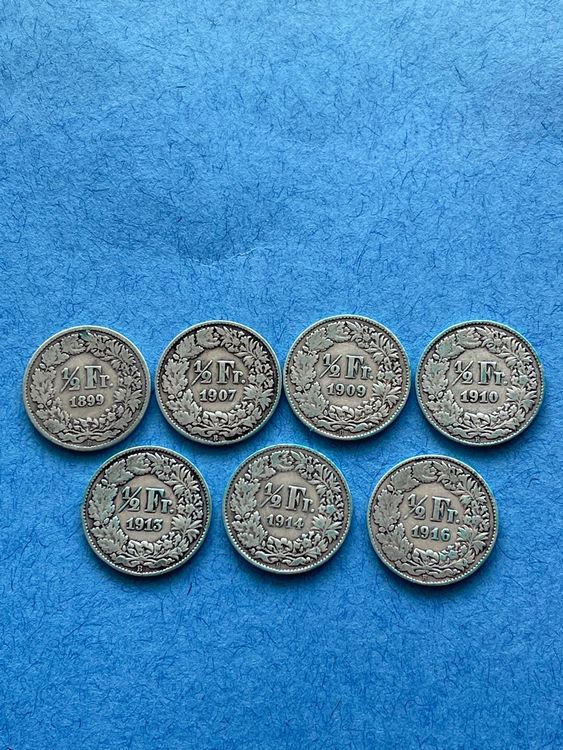 Silberschatz, 7 Stk. Uralte .-50 Rappen, schön und Selten ! | Kaufen auf Ricardo