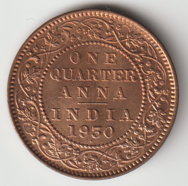 1930 India One Quarter ANNA Münze Bronze Stgl Stempelglanz | Kaufen auf ...