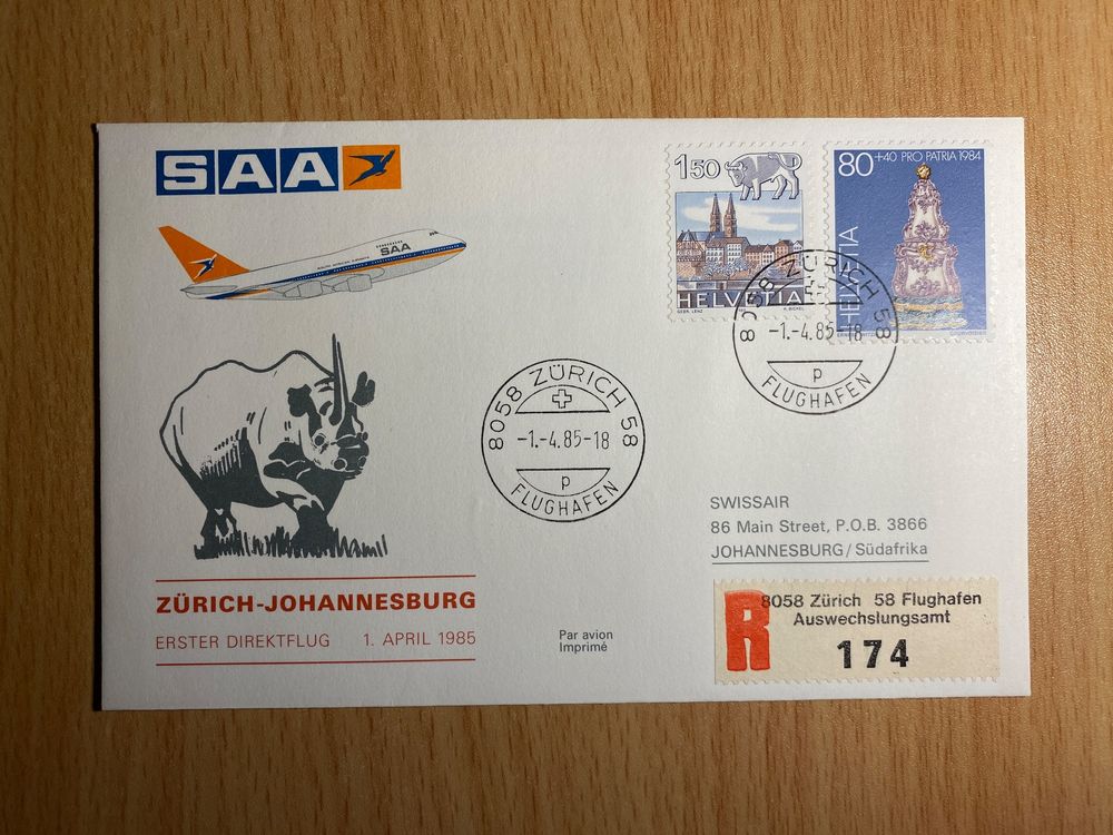 SAA Erstflug Zürich - Johannesburg 1985 | Kaufen auf Ricardo