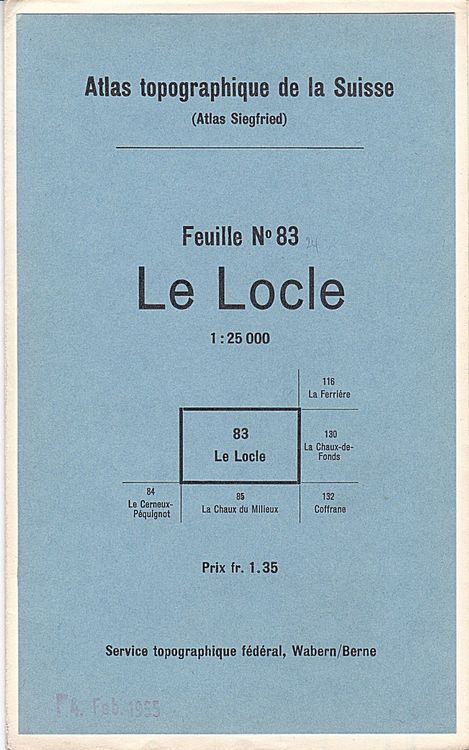 Landkarte Le Locle 1:25 000 (Atlas Siegfried) | Kaufen auf Ricardo