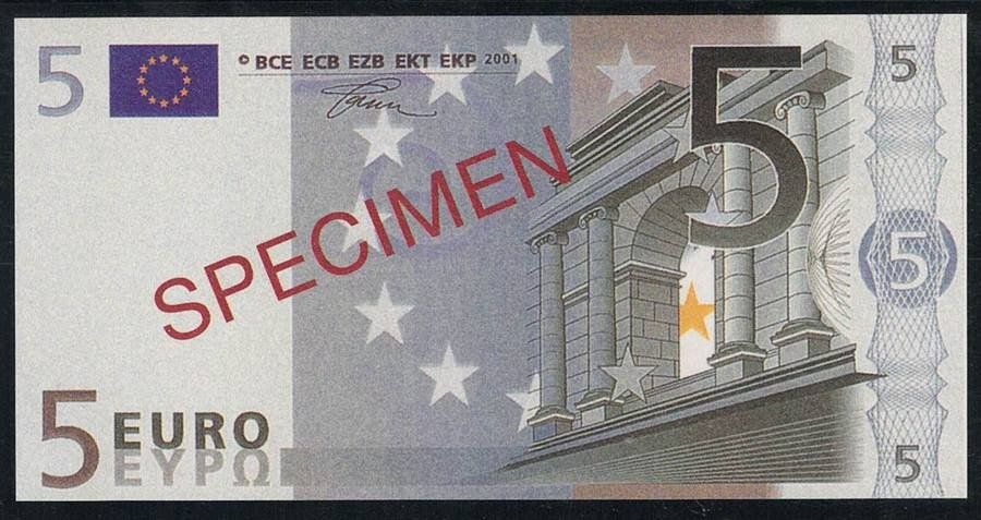 5 EURO SPECIMEN – der erste Fünfer mit Rückseite 2001 | Kaufen auf Ricardo