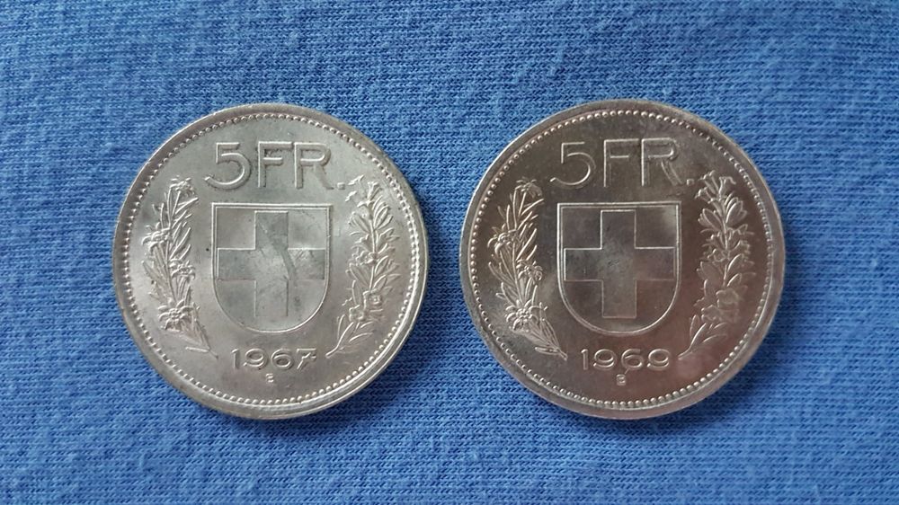 2 x 5 Franken Silbermünzen 60ger Jahre ab nur 1 Franken!! | Kaufen auf Ricardo