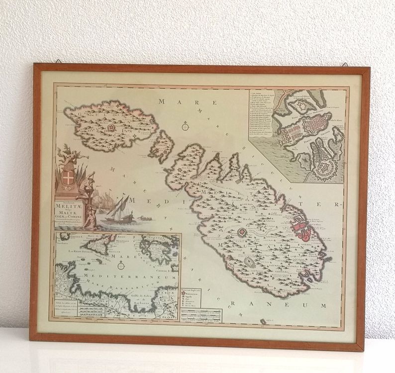 Alte Landkarte von Malta Darstellung aus dem Jahre 1707 | Kaufen auf ...
