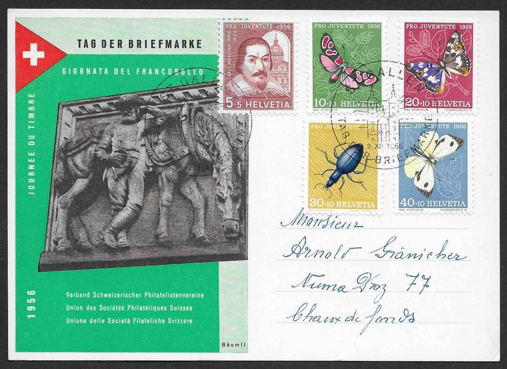 1956:Karte Tag der Briefmarken St.Gallen Serie J163-67 | Kaufen auf Ricardo