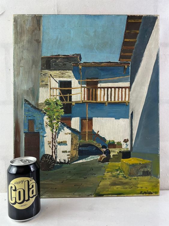 tolle Aussicht auf das Dorf Gemälde Sig. | Acheter sur Ricardo