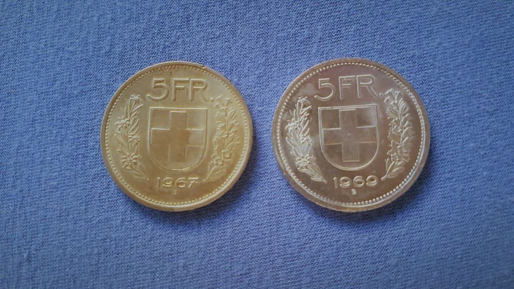 2 x 5 Franken Silbermünzen 60ger Jahre ab nur 1 Franken!! | Kaufen auf Ricardo