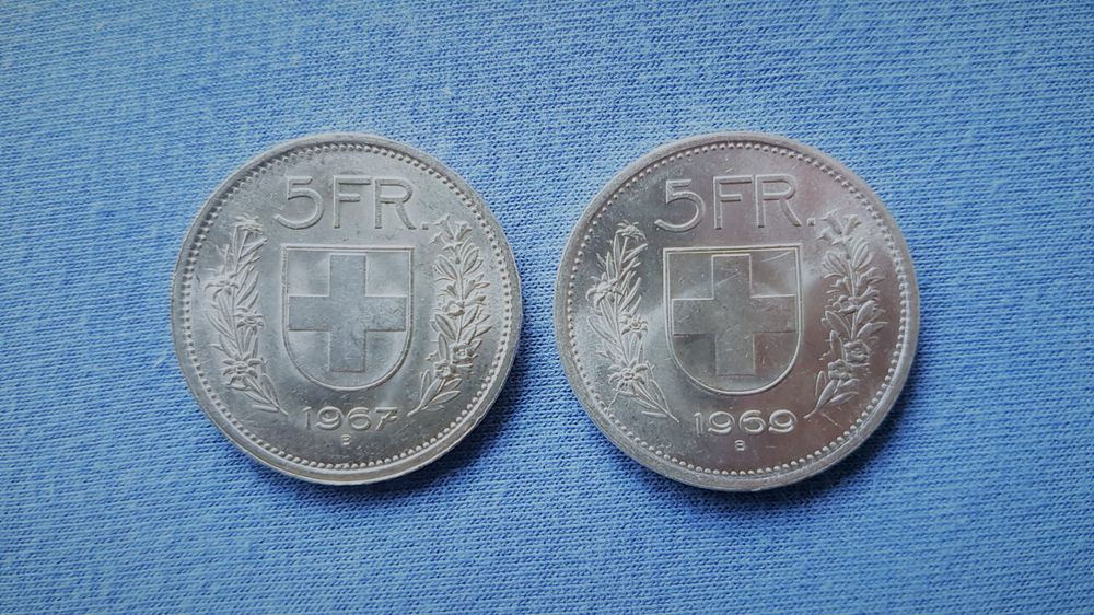 2 x 5 Franken Silbermünzen 60ger Jahre ab nur 1 Franken!! | Kaufen auf Ricardo