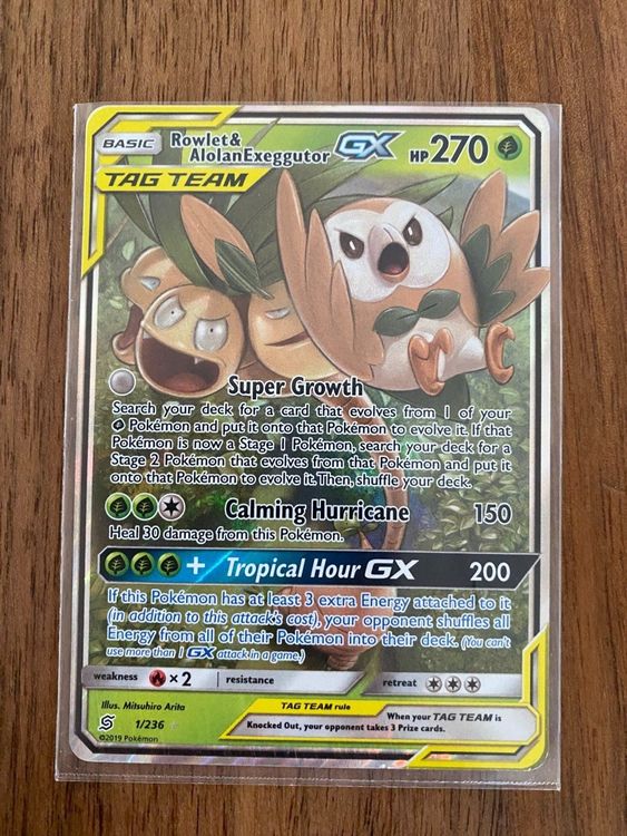 1 Pokemon Karte Tag Team Rowlet & Alolan Exeggutor | Acheter sur Ricardo