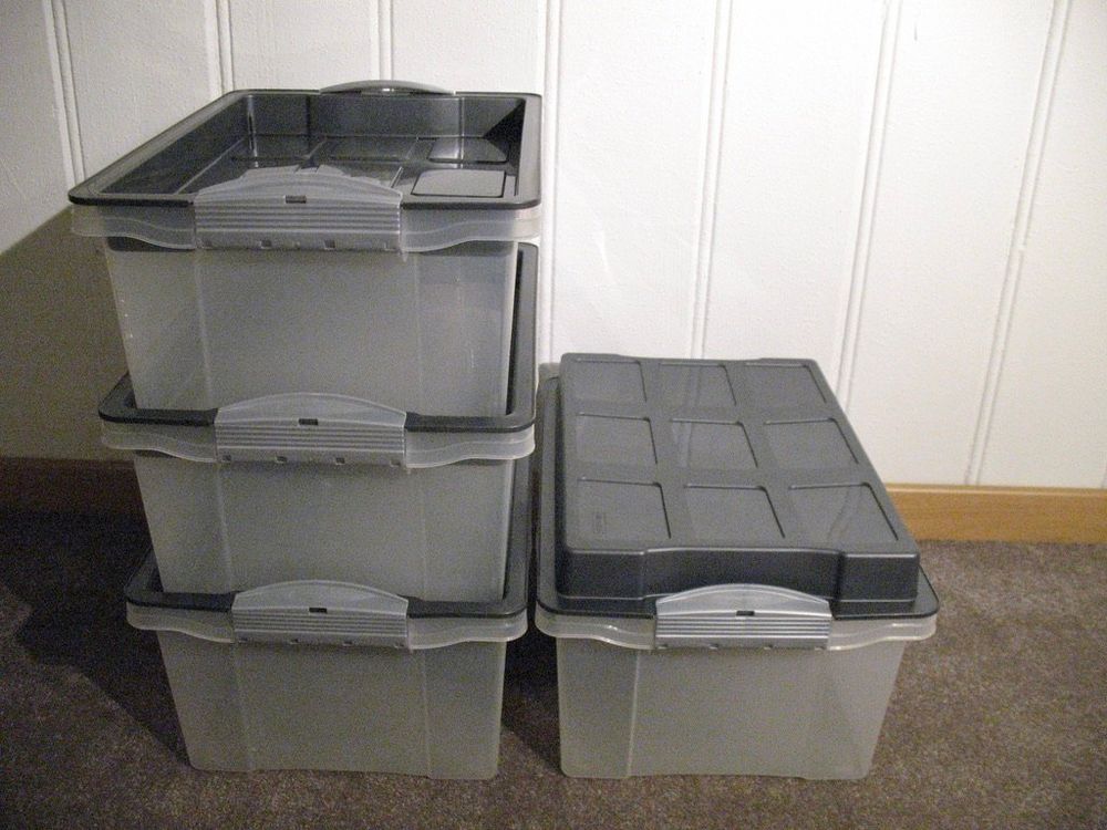 Rotho Box 13 l transparent mit Deckel, A4, 4er-Set stapelbar | Acheter ...