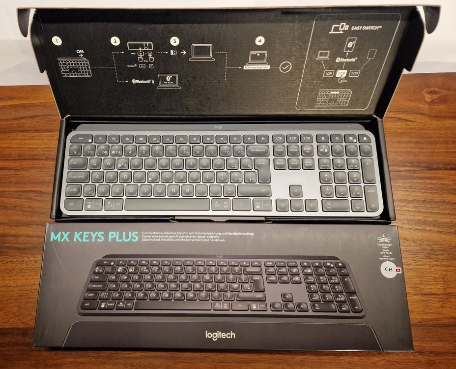 Logitech MX Keys Plus, CH-Layout kabellos +Handballenauflage | Kaufen ...