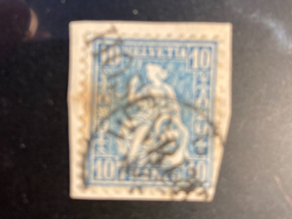 Schweiz 1862 sitzende Helvetia 10 Rp. blau Balken HOSENRUCK | Kaufen auf Ricardo