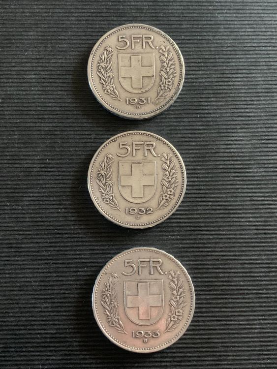 5.- CHF Silbermünzen 1931/32/33 | Kaufen auf Ricardo