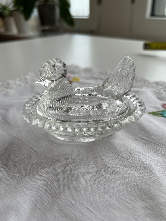 Mini Glas Henne auf einem Nest Vintage Glas Huhn | Kaufen auf Ricardo