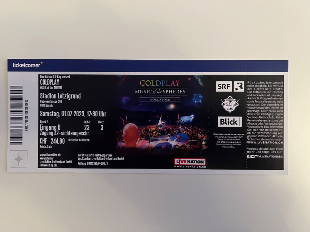 Coldplay Ticket | Kaufen auf Ricardo