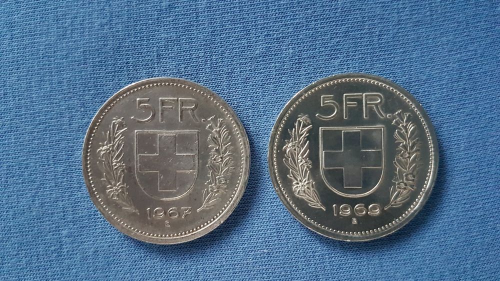 2 x 5 Franken Silbermünzen 60ger Jahre ab nur 1 Franken!! | Kaufen auf Ricardo
