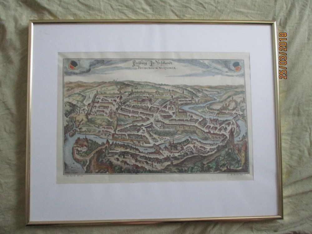 Original Kupferstich Fribourg in Üchtland Merian kolloriert | Kaufen ...
