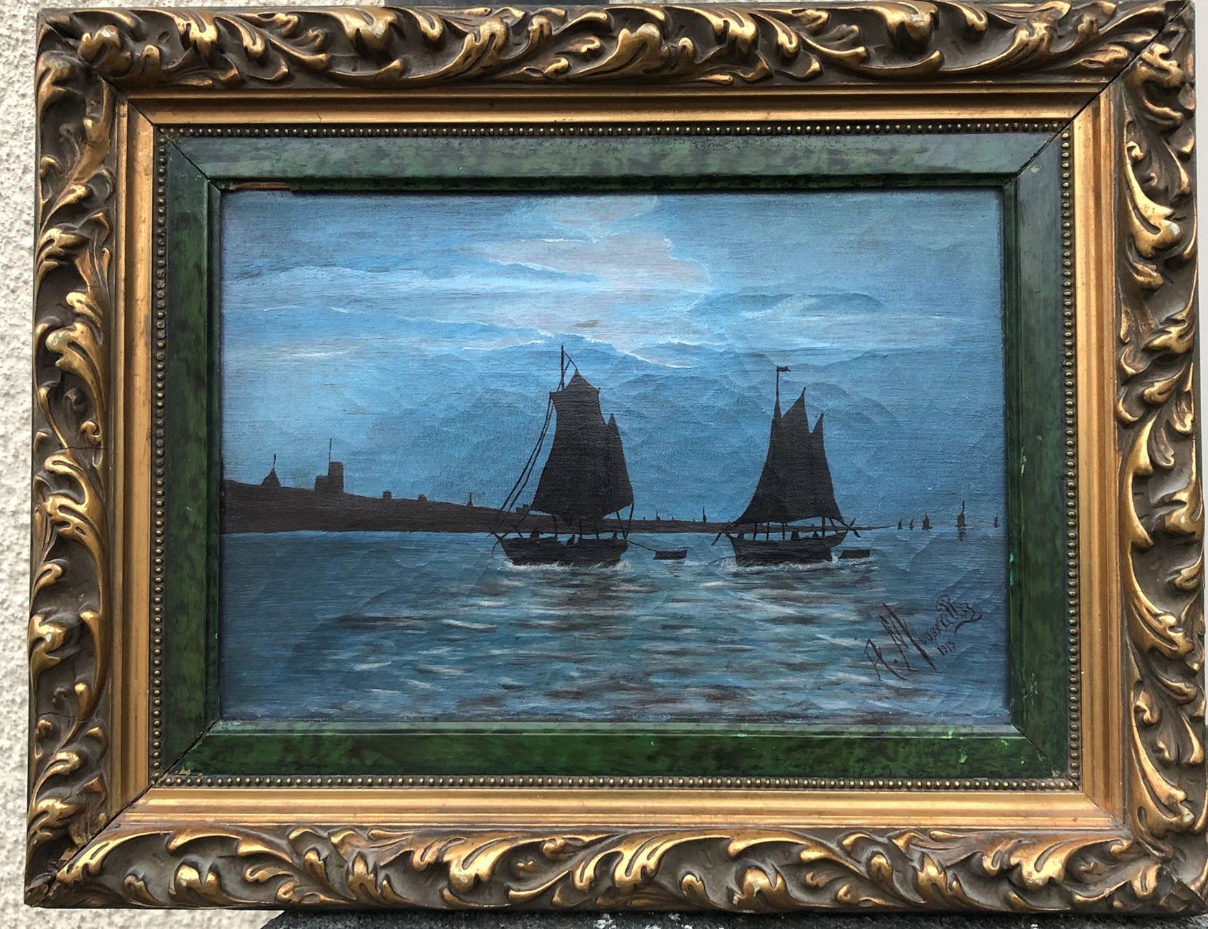 „Segelschiffe auf dem Meer“ Gemälde Sign | Kaufen auf Ricardo